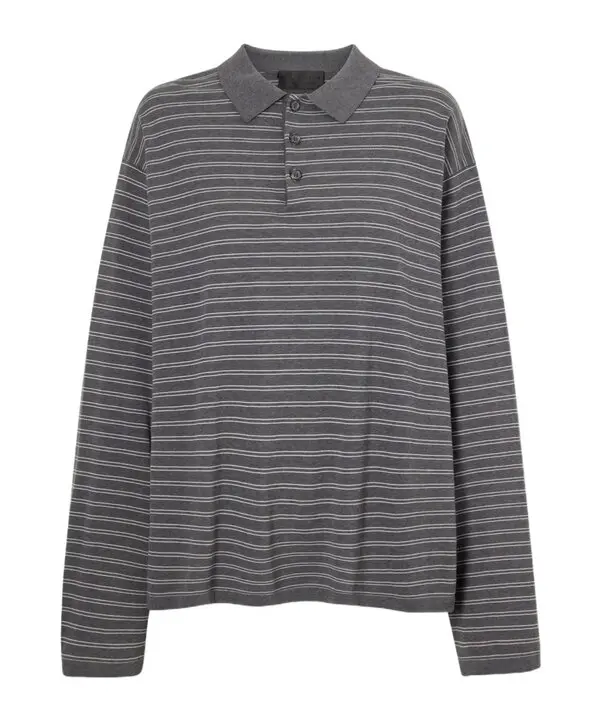 NILI LOTAN Striped Long Sleeve Polo Shirt - No