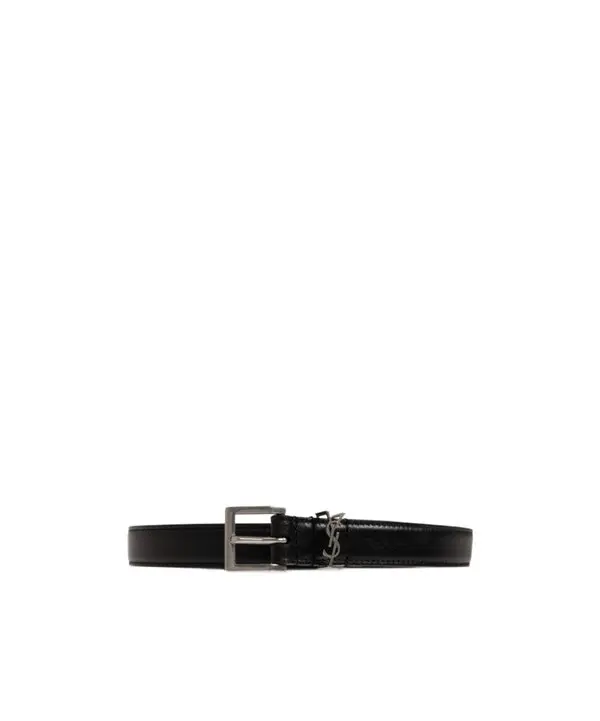 Saint Laurent Logo Plaque Buckled Belt