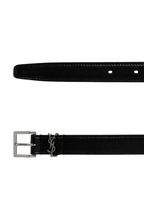 Saint Laurent Logo Plaque Buckled Belt