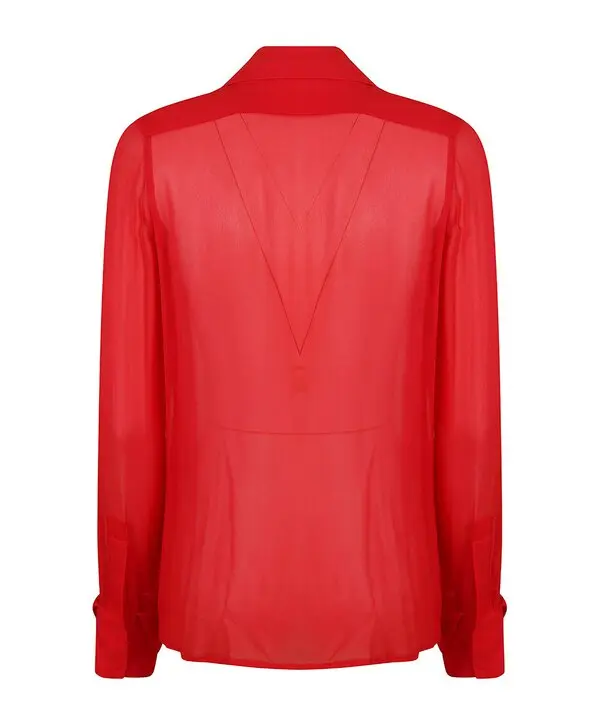 Elisabetta Franchi Sheer Chain Detail Shirt - Red