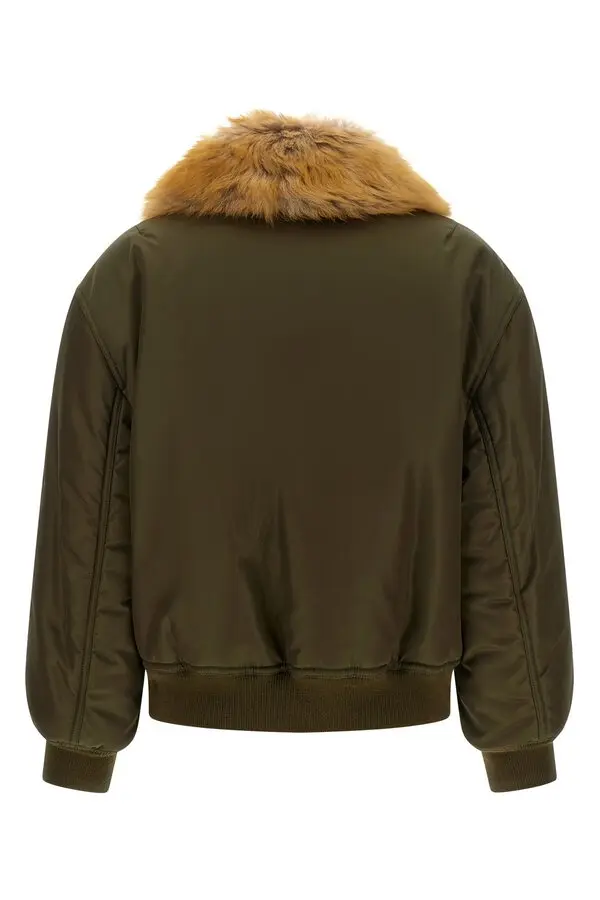 Saint Laurent Zip-up Long-sleeved Bomber Jacket With Fur Collar
