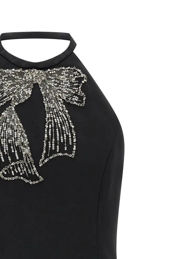 Valentino Garavani Embellished Bow Halterneck Dress