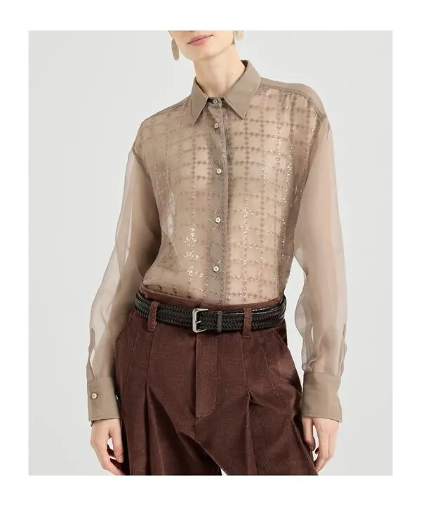 Brunello Cucinelli Embellished Semi-sheer Shirt