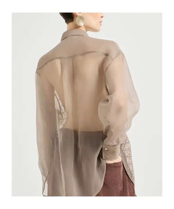 Brunello Cucinelli Embellished Semi-sheer Shirt
