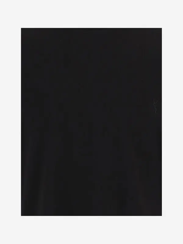 Saint Laurent Logo Embroidered Crewneck T-shirt - Black