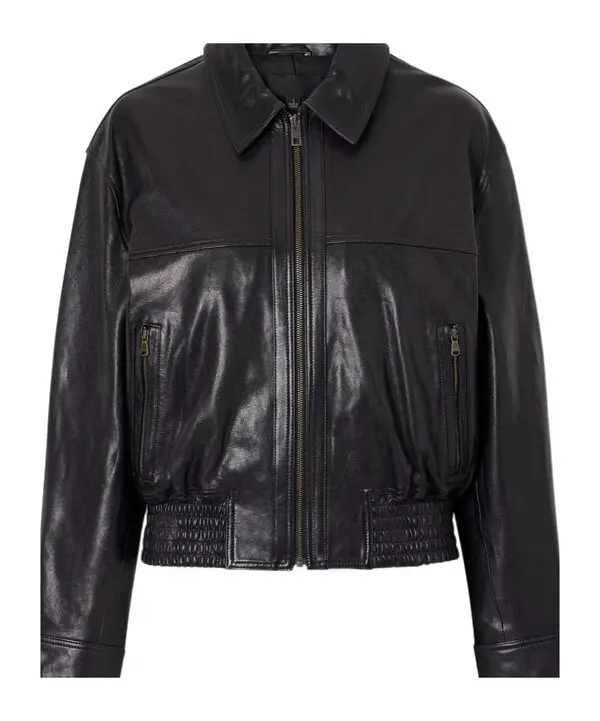 NILI LOTAN Cropped Leather Jacket