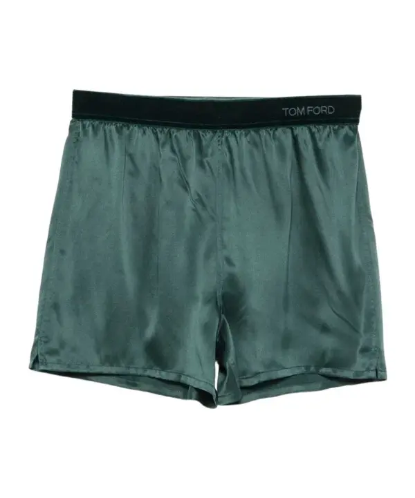 TOM FORD Logo-waistband Silk Pyjama Bottoms - Teal