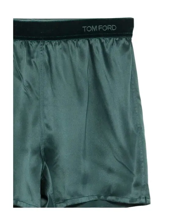 TOM FORD Logo-waistband Silk Pyjama Bottoms - Teal