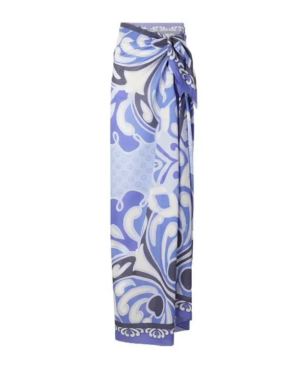 La DoubleJ Printed Wrap Skirt - Blue