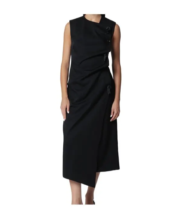 Bottega Veneta Sleeveless Asymmetrical Dress With Leather Knot Detail