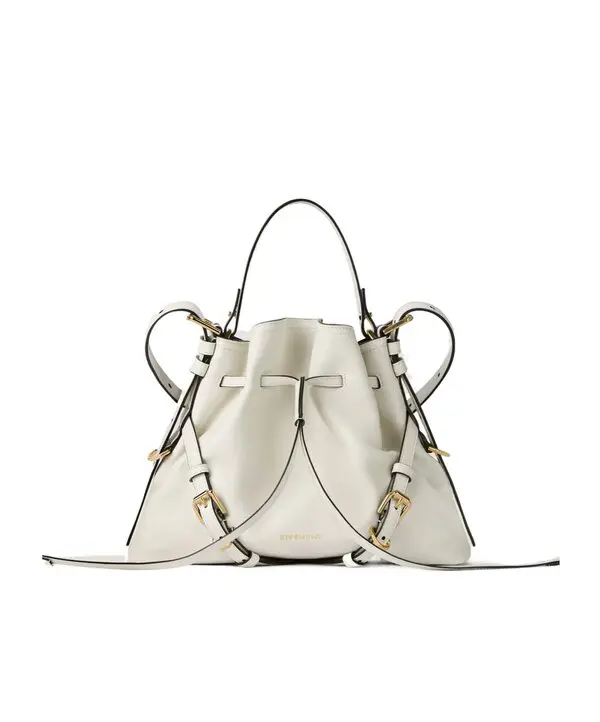 Givenchy Small Voyou Bucket Bag In Shiny Leather - Ivory