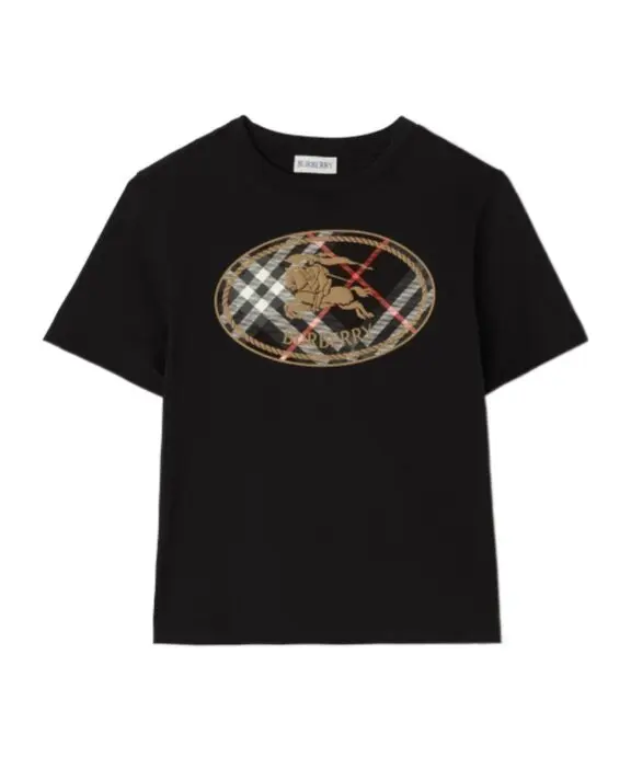 Burberry Check Knight Stamp Cotton T-shirt