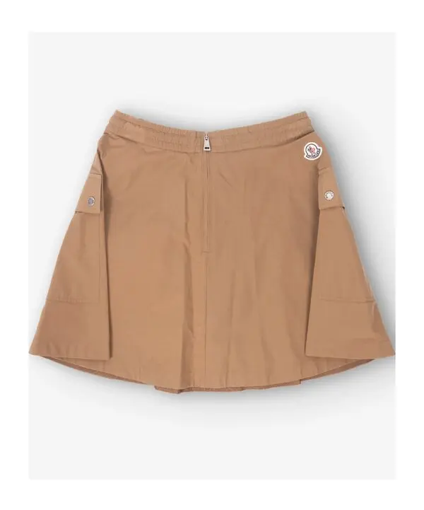 Moncler Cotton Blend A-line Mini Skirt With Cargo Pockets And Drawstring Waist - No