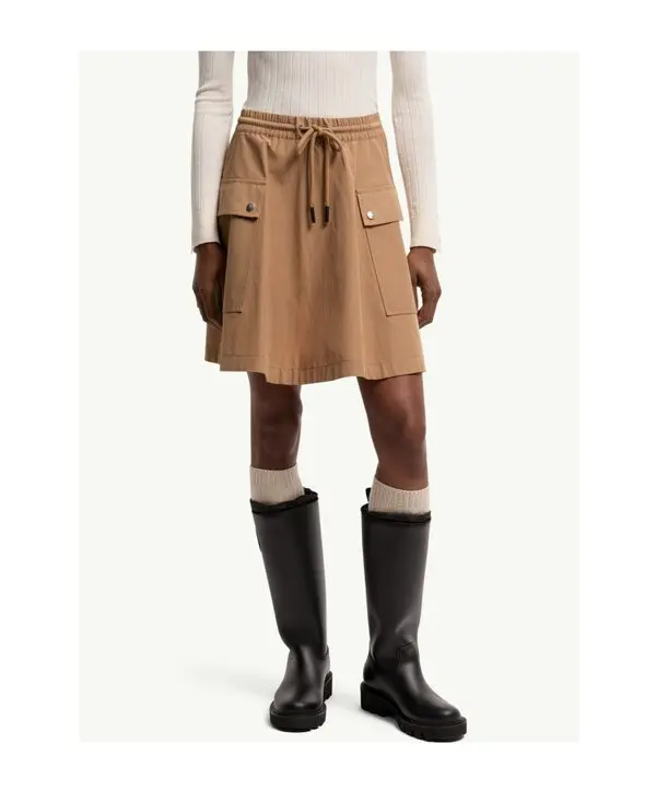 Moncler Cotton Blend A-line Mini Skirt With Cargo Pockets And Drawstring Waist - No