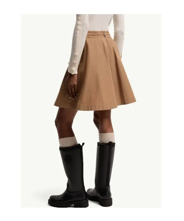 Moncler Cotton Blend A-line Mini Skirt With Cargo Pockets And Drawstring Waist - No