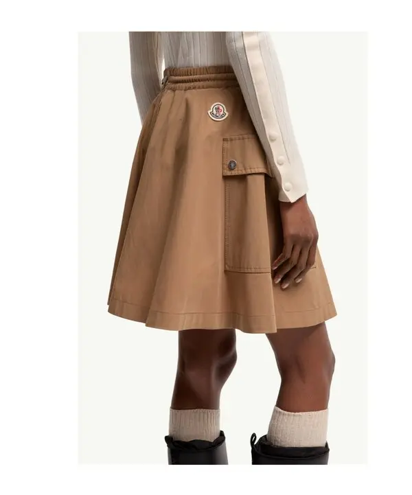 Moncler Cotton Blend A-line Mini Skirt With Cargo Pockets And Drawstring Waist - No