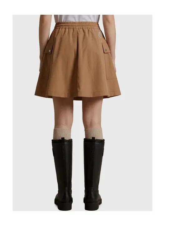 Moncler Cotton Blend A-line Mini Skirt With Cargo Pockets And Drawstring Waist - No