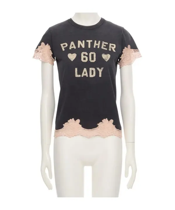 Valentino Garavani Lace Trimmed Cropped T-shirt