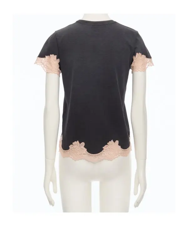 Valentino Garavani Lace Trimmed Cropped T-shirt