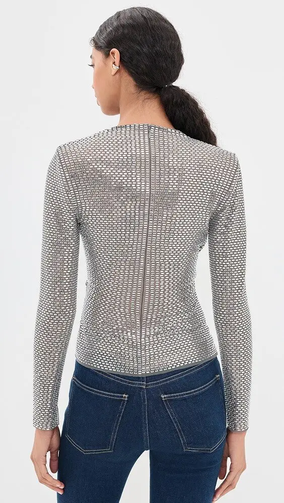 SELF-PORTRAIT Rhinestone Mesh Wrap Top