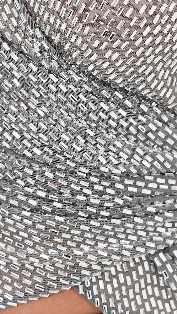 SELF-PORTRAIT Rhinestone Mesh Wrap Top