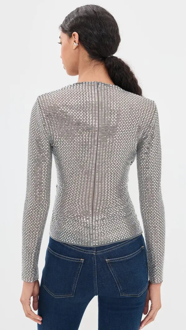 SELF-PORTRAIT Rhinestone Mesh Wrap Top