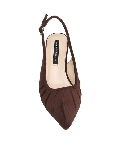 French Connection Ruched Kitten Heel - Brown