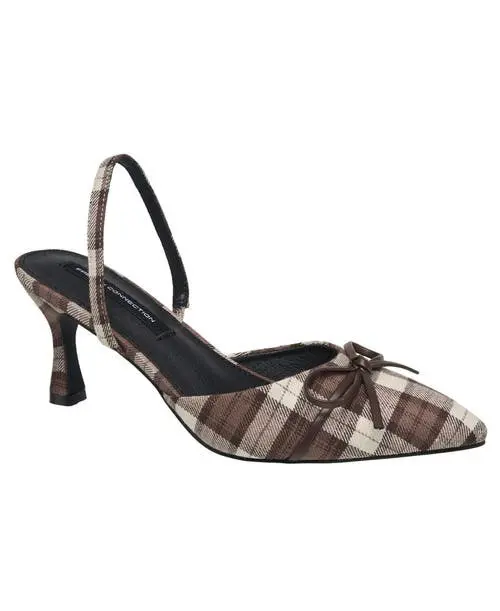 French Connection Bowy Plaid Kitten Heel