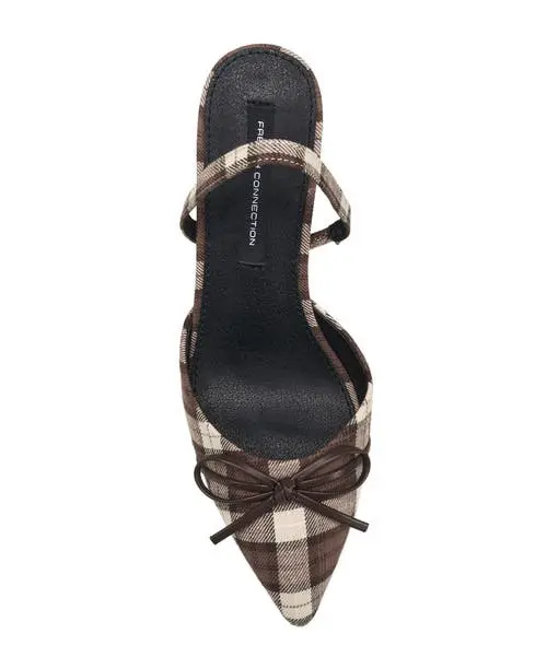 French Connection Bowy Plaid Kitten Heel