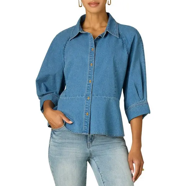 Wit & Wisdom Peplum Denim Shirt