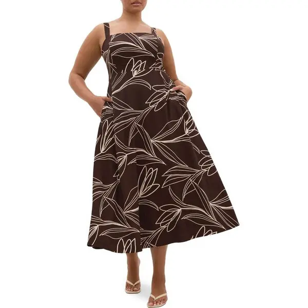 City Chic Athena Sketch Floral Print Dress