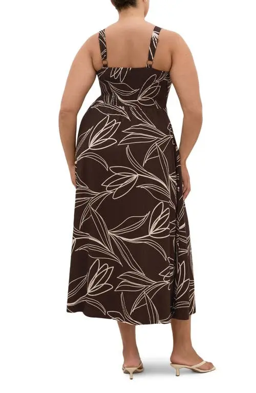 City Chic Athena Sketch Floral Print Dress