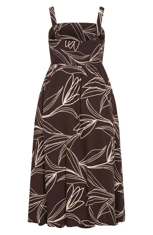 City Chic Athena Sketch Floral Print Dress