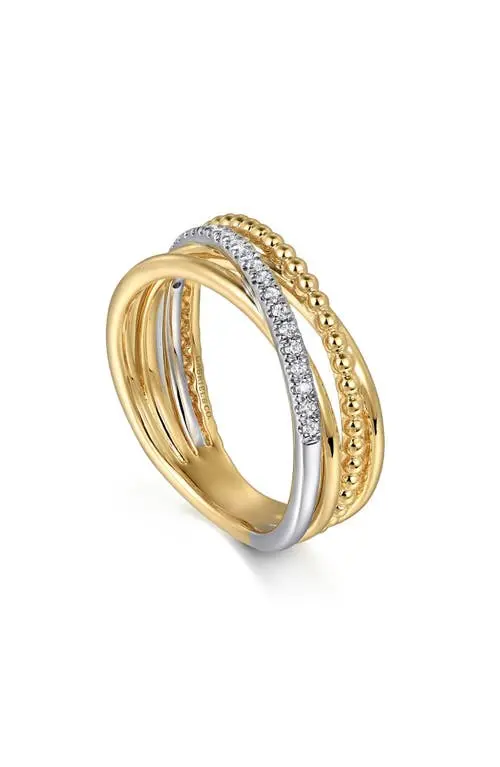GABRIEL & CO. 14k Gold Diamond Crossover Band Ring