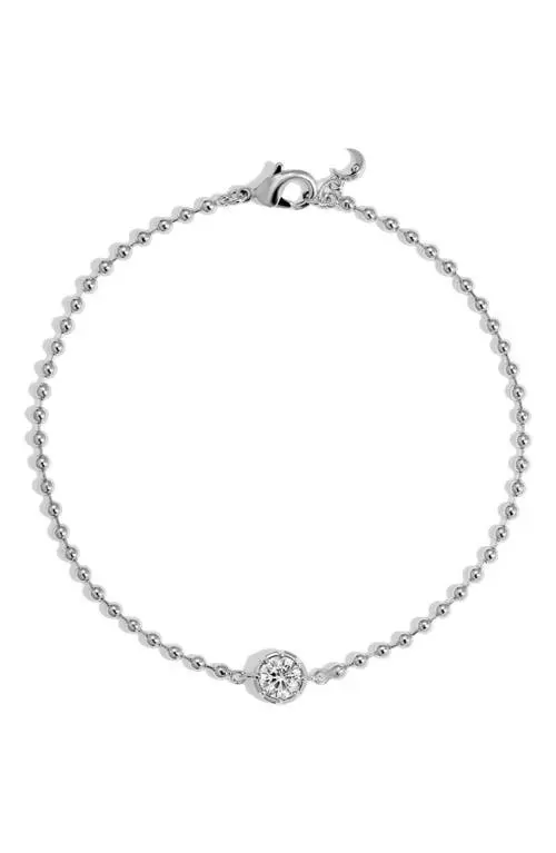 Lili Claspe Mini Cleo Ball Chain Bracelet With Moon Charm - Silver