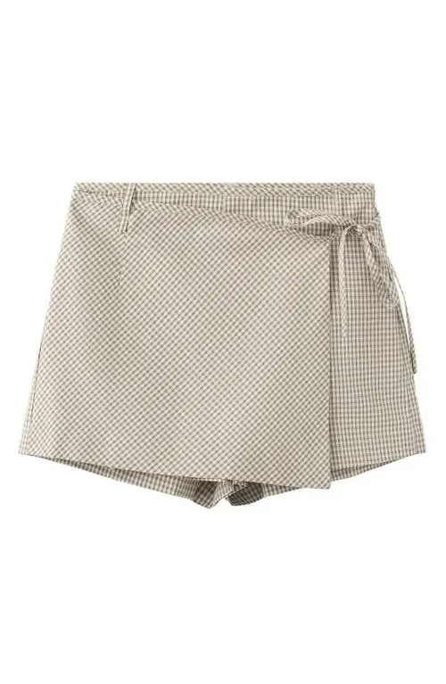 Mango Checkered Tie Waist Skort