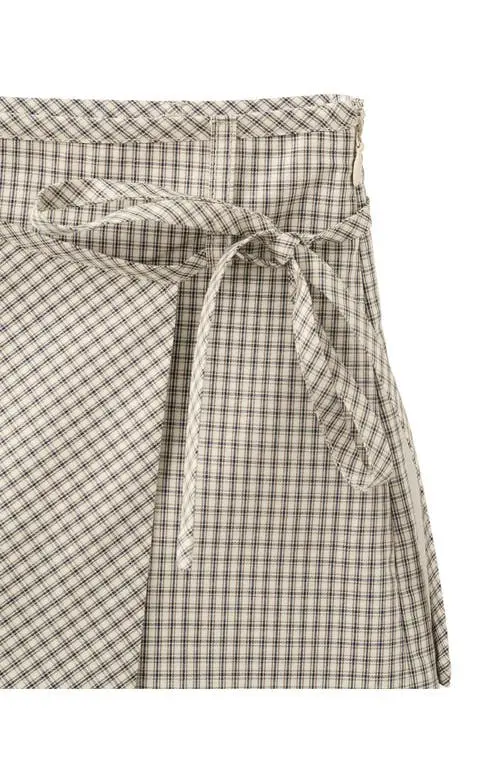 Mango Checkered Tie Waist Skort