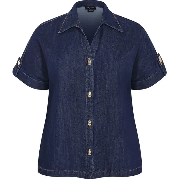 City Chic Tilly Cotton Denim Shirt