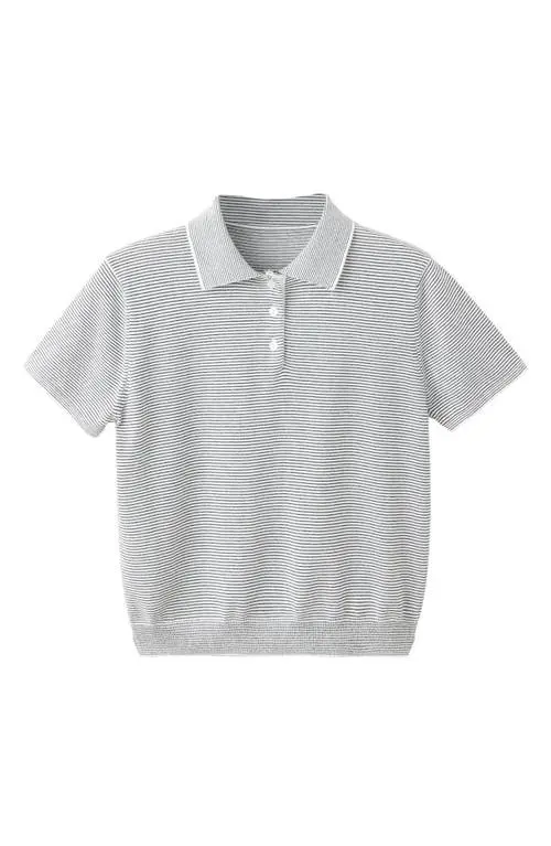 Mango Stripe Polo Sweater - Navy