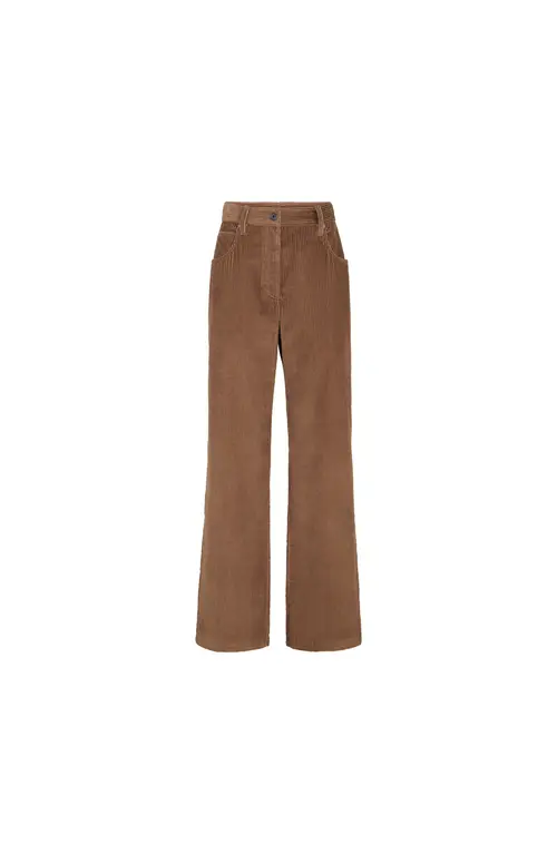 Brunello Cucinelli Cotton Corduroy Straight Five-pocket Trousers With Monili - Dattero