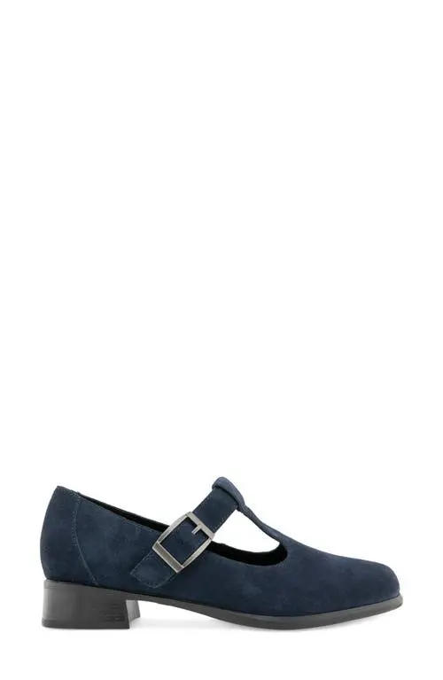 Munro Carmen Suede Mary Jane Pumps With Block Heel - Navy Suede