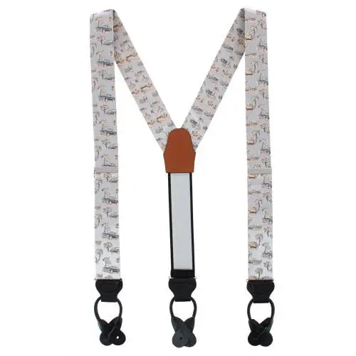 Trafalgar Summer Cruise Nights Silk Novelty Button End Suspenders