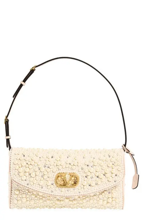 Valentino Garavani Small Devain Faux Pearl Clutch - Cream