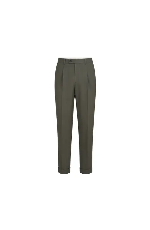 Brunello Cucinelli Virgin Wool Canvas Trousers With Pleat