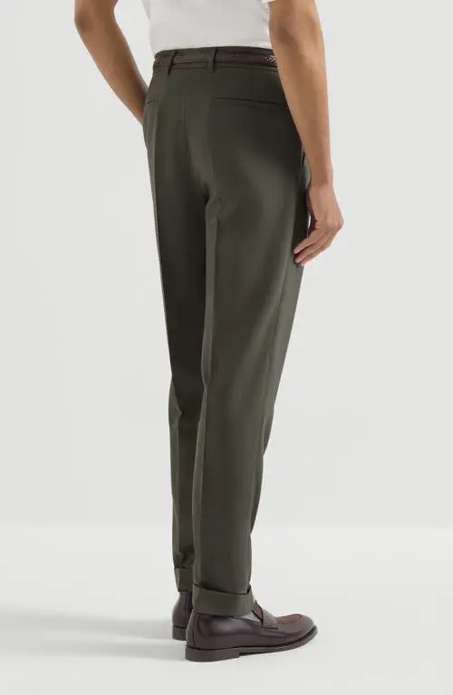 Brunello Cucinelli Virgin Wool Canvas Trousers With Pleat