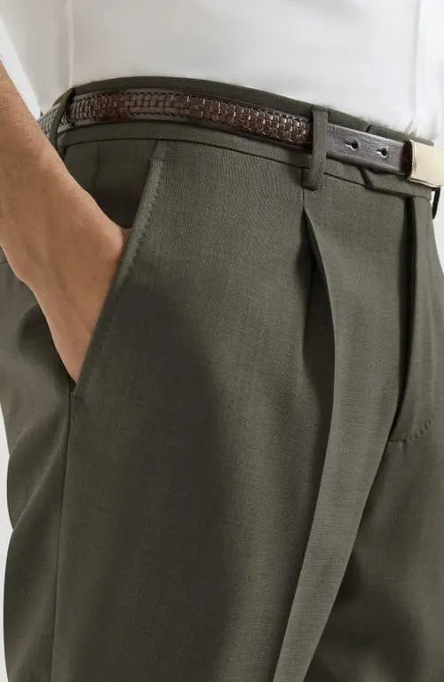Brunello Cucinelli Virgin Wool Canvas Trousers With Pleat
