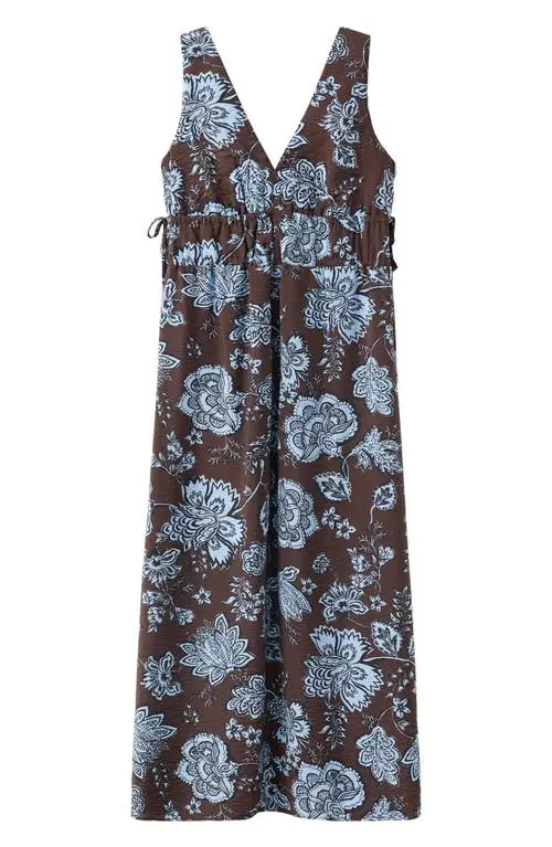 Mango Shirred Floral Sleeveless Dress