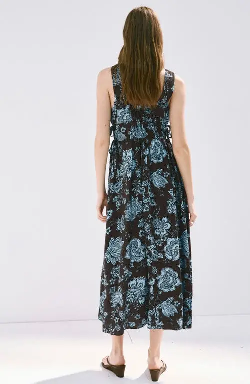 Mango Shirred Floral Sleeveless Dress