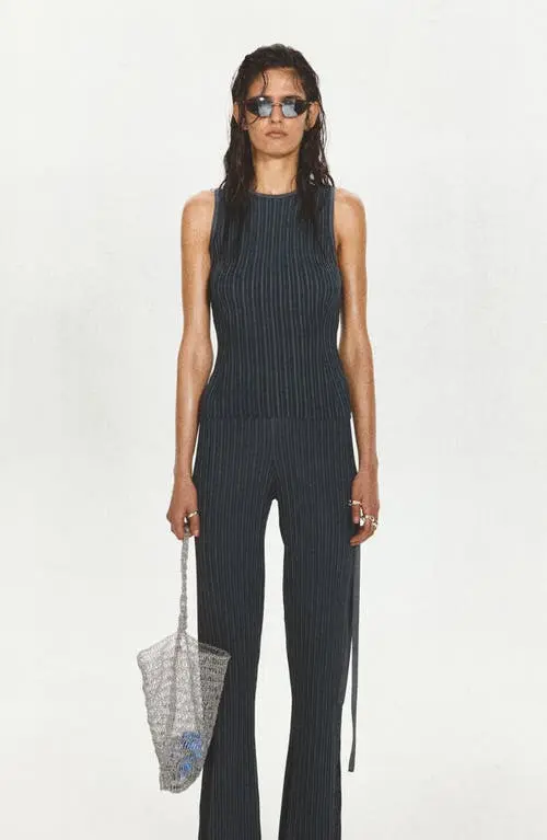 Mango Ribbed Open Back Top