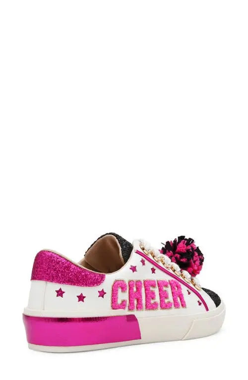 Betsey Johnson Piper Cheer Sneaker With Pompom Embellishment